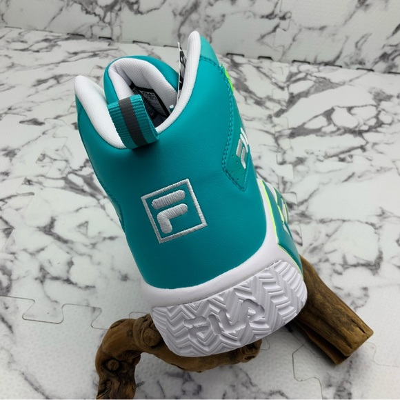 Fila | Shoes | Mens Fila Mb White Lime Green Teal Midtop Sneakers ...